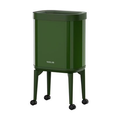 VEELAR客厅高脚垃圾桶家用客厅无盖复古风带轮子可移动厨房卫生桶