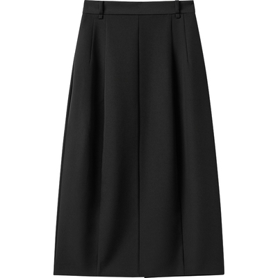 播商场同款黑色开叉下摆半身裙女春秋新款好看裙子BDS1BD1329