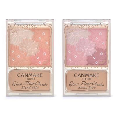 canmake花瓣珠光哑光腮红粉五色