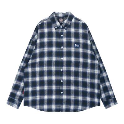 HEA 格纹长袖衬衫宽松百搭男友叠穿翻领复古风工装风外套休闲情侣