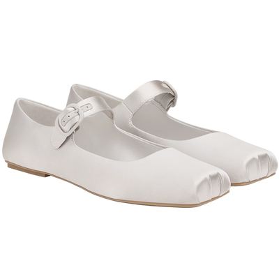 CHARLES&KEITH春季女鞋CK1-71720097平底方头缎面玛丽珍鞋单鞋