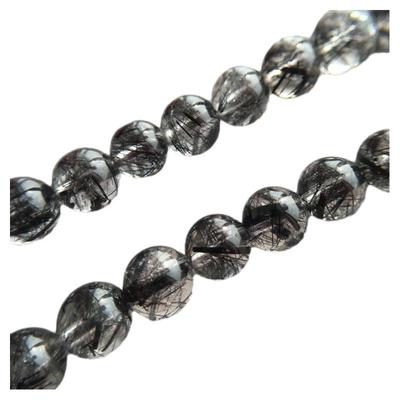 天然水晶5A黑发晶散珠发晶