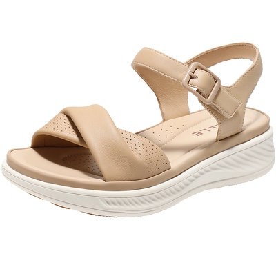 百丽女鞋厚底休闲凉鞋女夏季新款妈妈鞋子可外穿凉拖鞋子D6N2DBL5