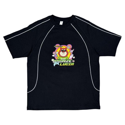Bronze Lucia熊出没联名 黑色短袖印花T恤原创设计上衣学院风少女