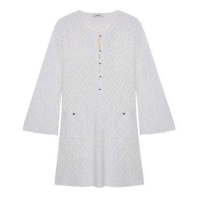 CRUSH菱形纹镂空白色连衣裙
