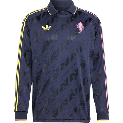 Adidas/阿迪达斯正品三叶草男士足球暗纹印花翻领长袖IT3851