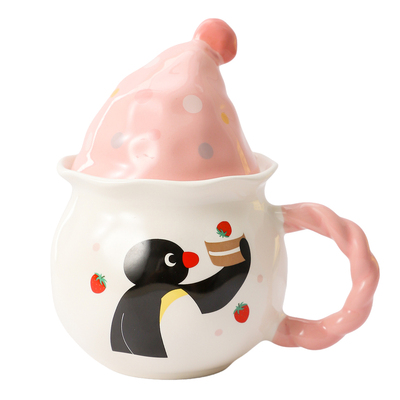 Pingu企鹅马克杯情侣带盖咖啡杯