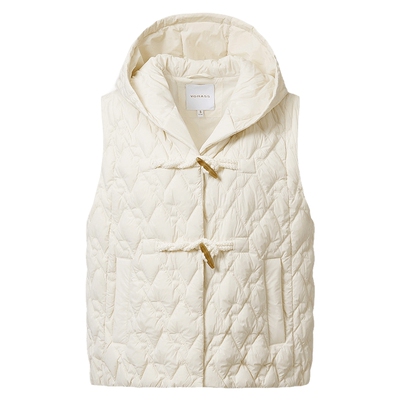 VGRASS连帽无袖90绒菱格马甲上衣