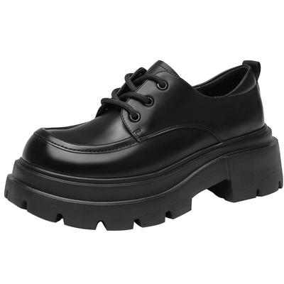 乐福鞋时尚休闲简约粗跟高跟系带