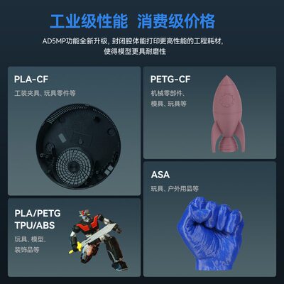 闪铸AD5M Pro高速打印双循环过滤开箱即打远程监控 3D打印机