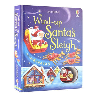 【自营】Usborne Wind-Up Santa's Sleigh 尤斯伯恩 圣诞老人的雪橇 发条玩具轨道车书 事物认知 儿童英语故事绘本 英文原版进口