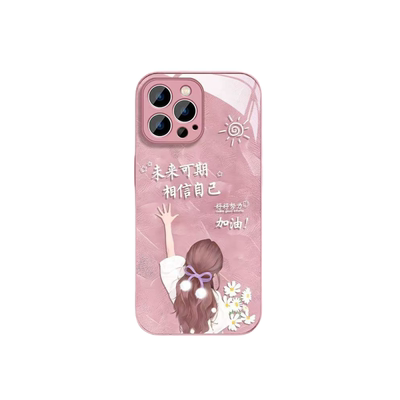 气质背影女孩全包玻璃壳来图定制