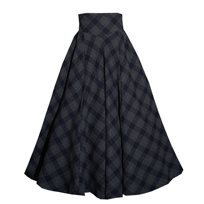 法式复古羊毛呢高腰超大摆长裙