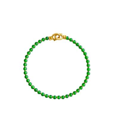 天然辣阳绿色冰种翡翠小米珠子手链串钏女款新中式可叠戴黄金搭配
