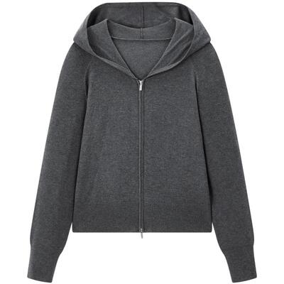 太平鸟垫肩式连帽开衫