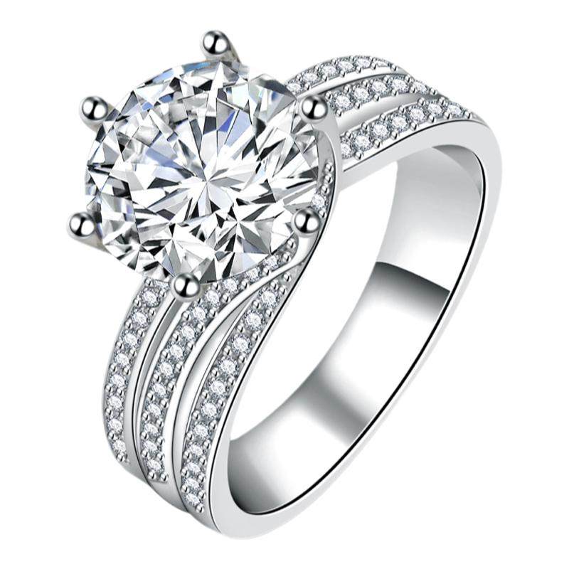 莫桑石钻戒女钻石戒指指环925纯银镀18K白金铂金婚戒复古奢华结婚_虎窝淘