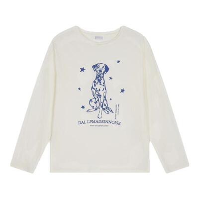MOUSSY2026春季新品慵懒休闲风小狗印花圆领长袖T恤028IAA90-1038