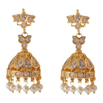 红口袋法式复古宫廷风S925银针高级微镶风铃耳环珍珠轻奢耳饰耳坠