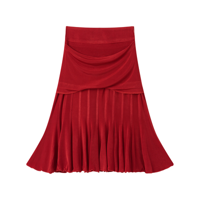 AXIS OF 新品 复古弹力套装四色 设计感上衣紧身挂脖修身半裙套装