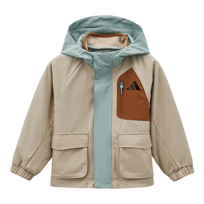 adidas阿迪达斯三合一机能风外套保暖内胆小童连帽梭织夹克KW1197