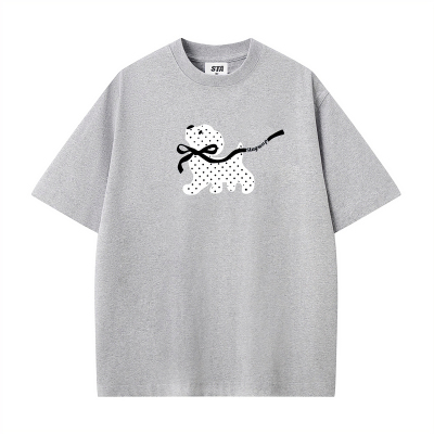 STA旗舰店美式波点小狗印花短袖男女夏季小众设计感重磅纯棉t恤
