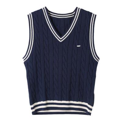 西町村屋学院风V字领毛衫背心