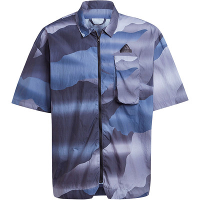 官方正品Adidas/阿迪达斯城野共生男士印花宽松短袖衬衫IR5184