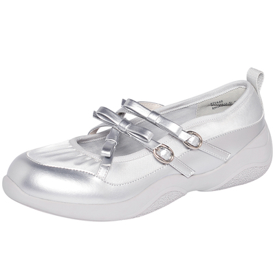 REEMOOR睿慕2026新款银色玛丽珍鞋运动风厚底芭蕾舞鞋女单鞋