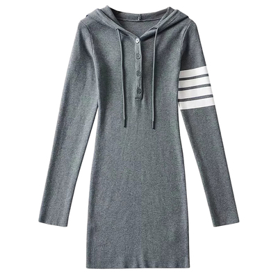 纯欲性感连帽收腰针织包臀连衣裙