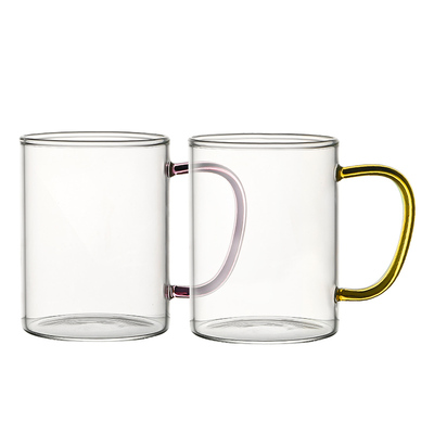 高硼硅玻璃杯套装家用喝茶杯带把绿茶杯耐高温待客混色水杯新款