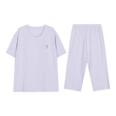 都市丽人LHH2E4女士新款睡衣纯色舒肤棉内加杯垫短袖七分裤家居服