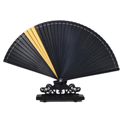 全竹中国风雕刻镂空折扇扇子夏天