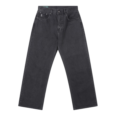 2021M宽松阔腿大直筒黑色牛仔裤