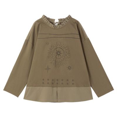 KEIKO复古印花前后两穿拼接卫衣