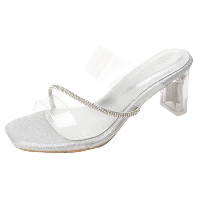 潮美人踩屎感透明带凉鞋