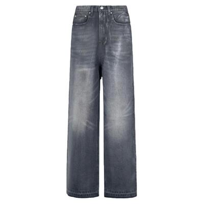 刷蜡牛仔裤长裤重磅重工