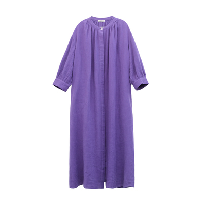 梦幻紫色纯棉直筒连衣裙女