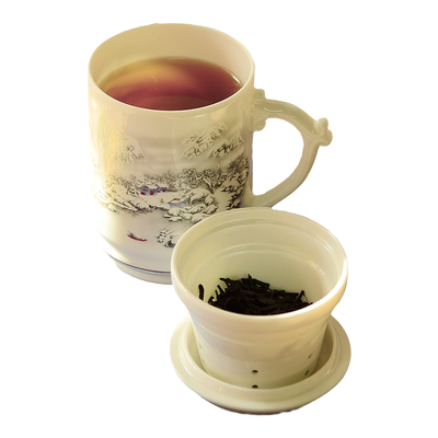 700ml带茶隔茶水分离杯瓷泡茶杯