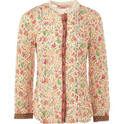 FISHING春装女2024年新款女立领碎印花真丝桑蚕丝衬衫衣FGGA2236