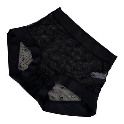 透明高腰网纱大码女内裤