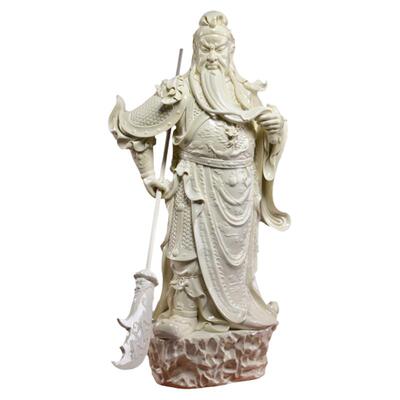 戴玉堂陶瓷摆件《1.1米立岩关公神像》林建胜玄关大型武财神佛像