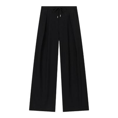 老钱风高腰抽绳长裤西装裤