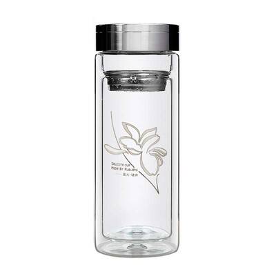 富光健牌3型大中号口杯双层玻璃杯泡茶杯办公水杯子正品280/320ml