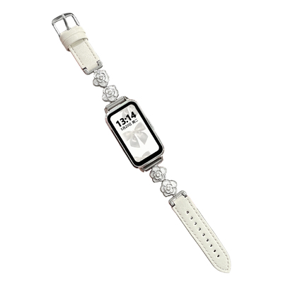 适用华为手环小香风山茶花皮表带