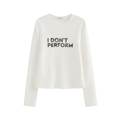 KOKIA字母落肩圆领修身长袖T恤