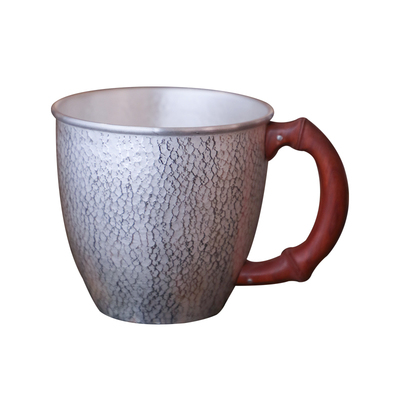 纯银时代锤纹竹节把足银马克杯