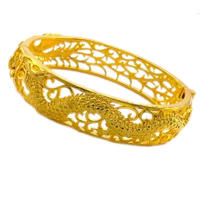 沙金手镯女仿黄金镯子中式婚庆