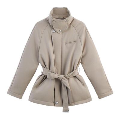 【孙晓敏博主同款】YFLYIFULU 2025秋冬新款卵石灰立领鹅绒外套女