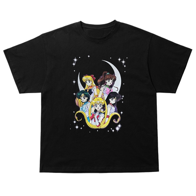 Sailor Moon美式动漫休闲vintage古着重机车风高级感潮牌短袖T恤