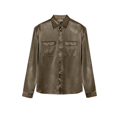 TRENDYWU流光铜氨纤维垫肩衬衫